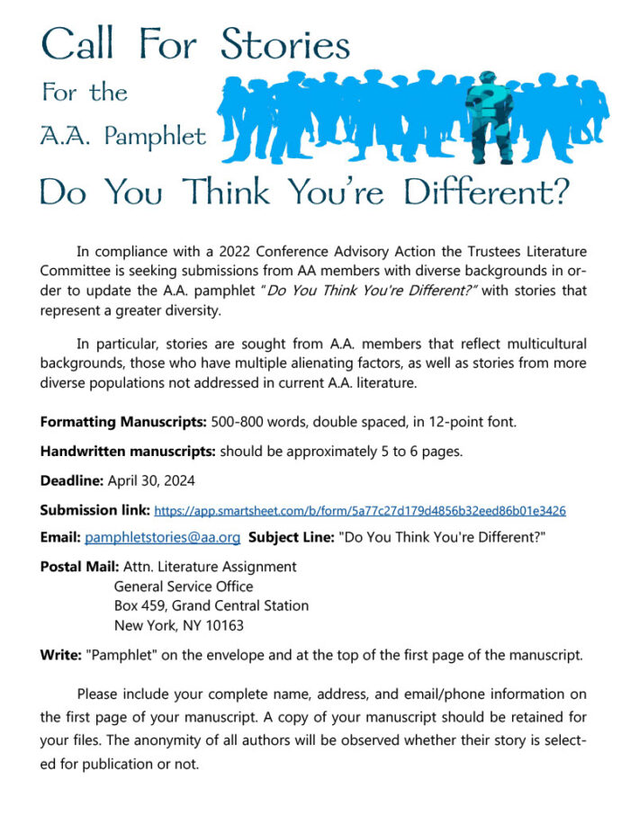 Call For Stories For the A.A. Pamphlet "Do You Think You're Different ...